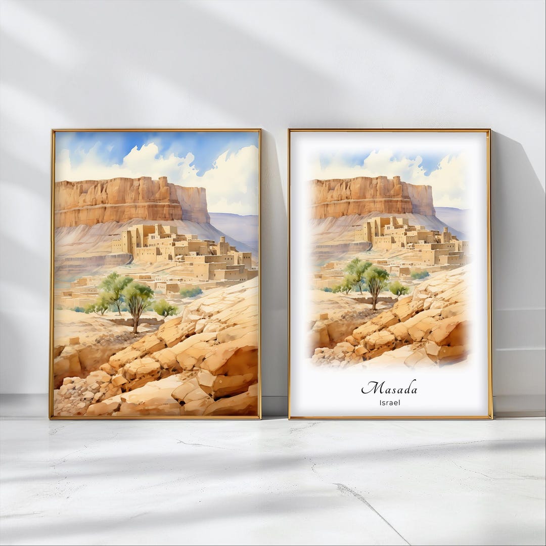 Masada Watercolor Poster Travel Art Print Israel Landscape Art Decor ...