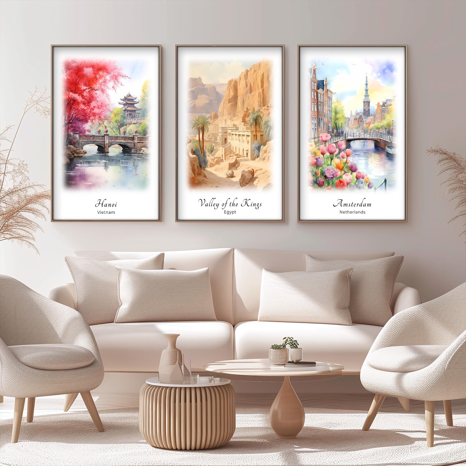 Valley of the Kings Watercolor Poster Travel Art Print Egypt Landscape ...