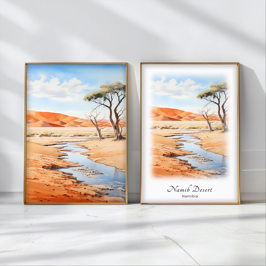 Namib Desert Watercolor Poster Travel Art Print Namibia Landscape Art ...
