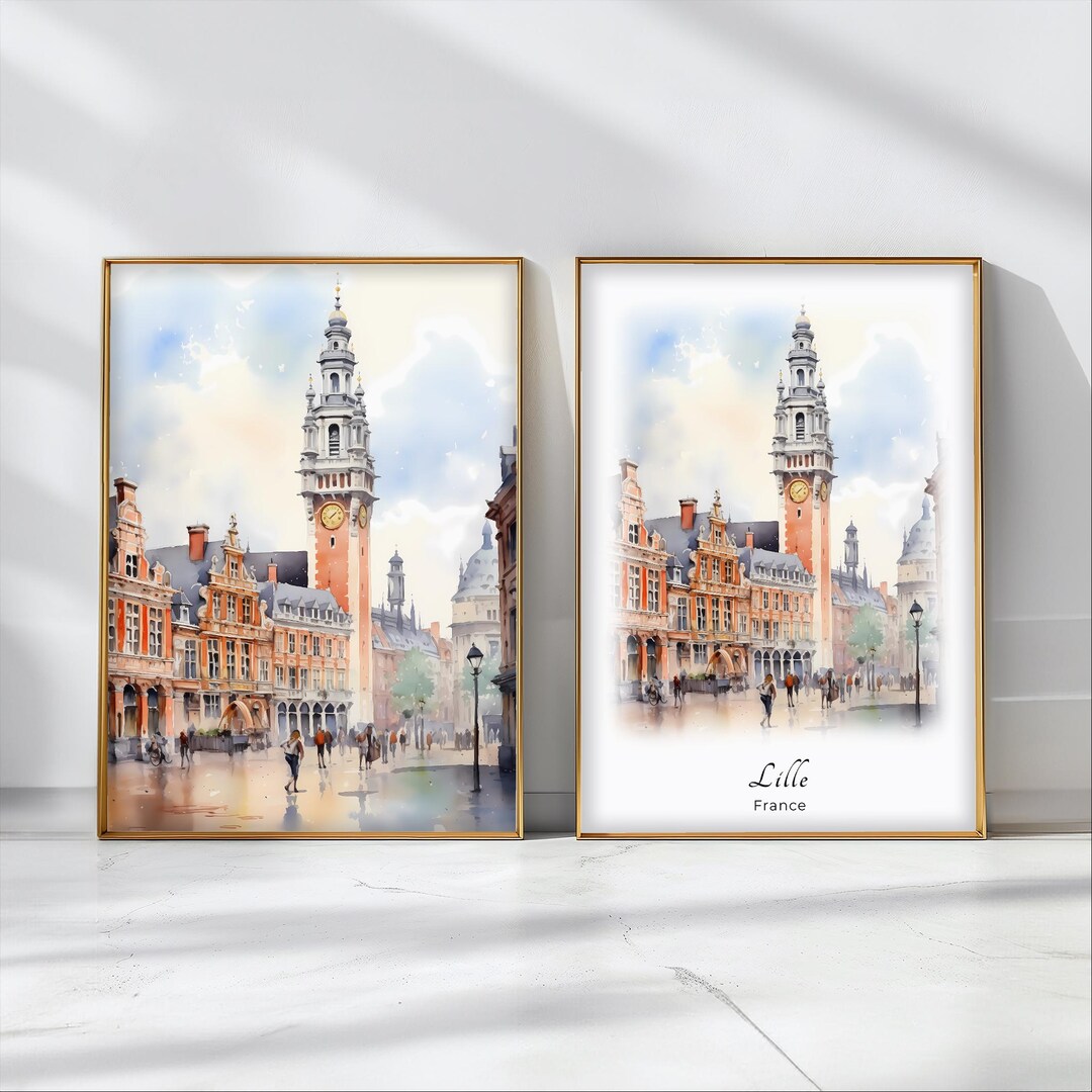 Lille Watercolor Poster Travel Art Print France Landscape Art Decor ...