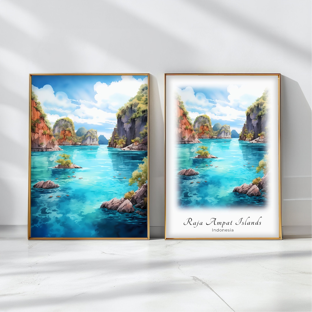 Raja Ampat Islands Watercolor Poster Travel Art Print Indonesia ...