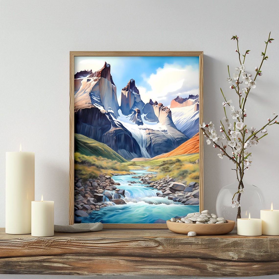 Torres Del Paine National Park Watercolor Poster Travel Art Print Chile ...