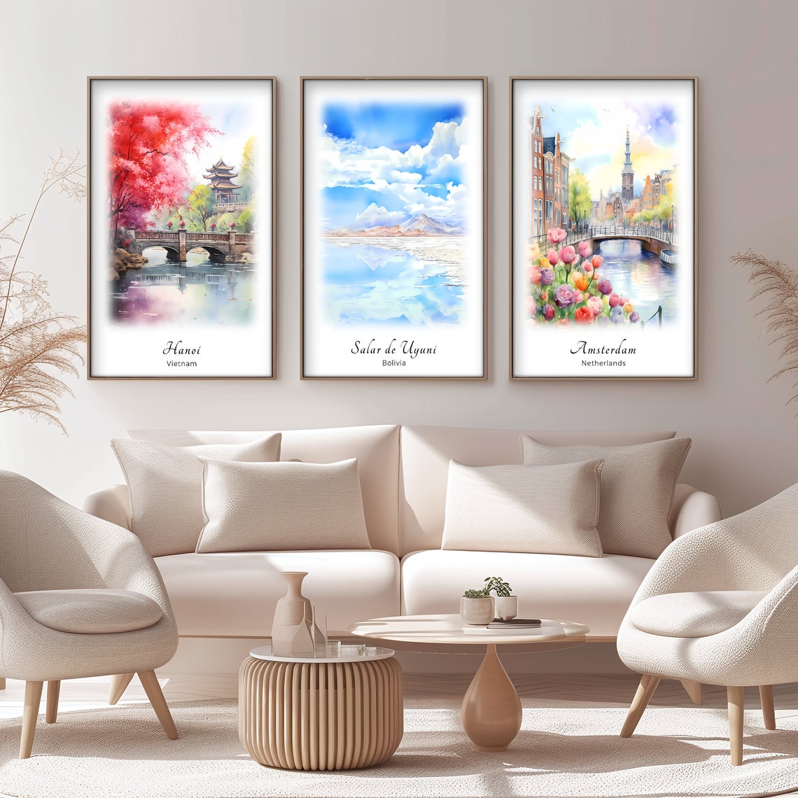 Salar De Uyuni Watercolor Poster Travel Art Print Bolivia Landscape Art ...