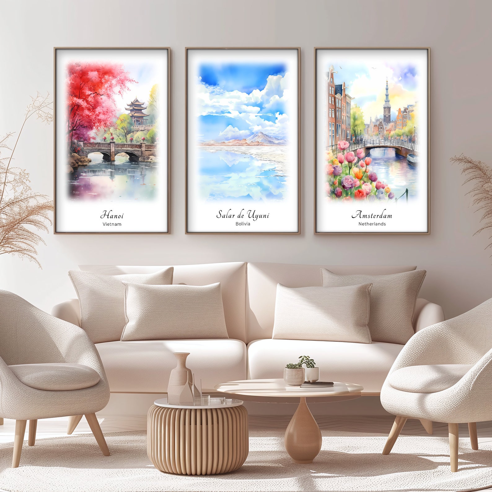 Salar De Uyuni Watercolor Poster Travel Art Print Bolivia Landscape Art ...