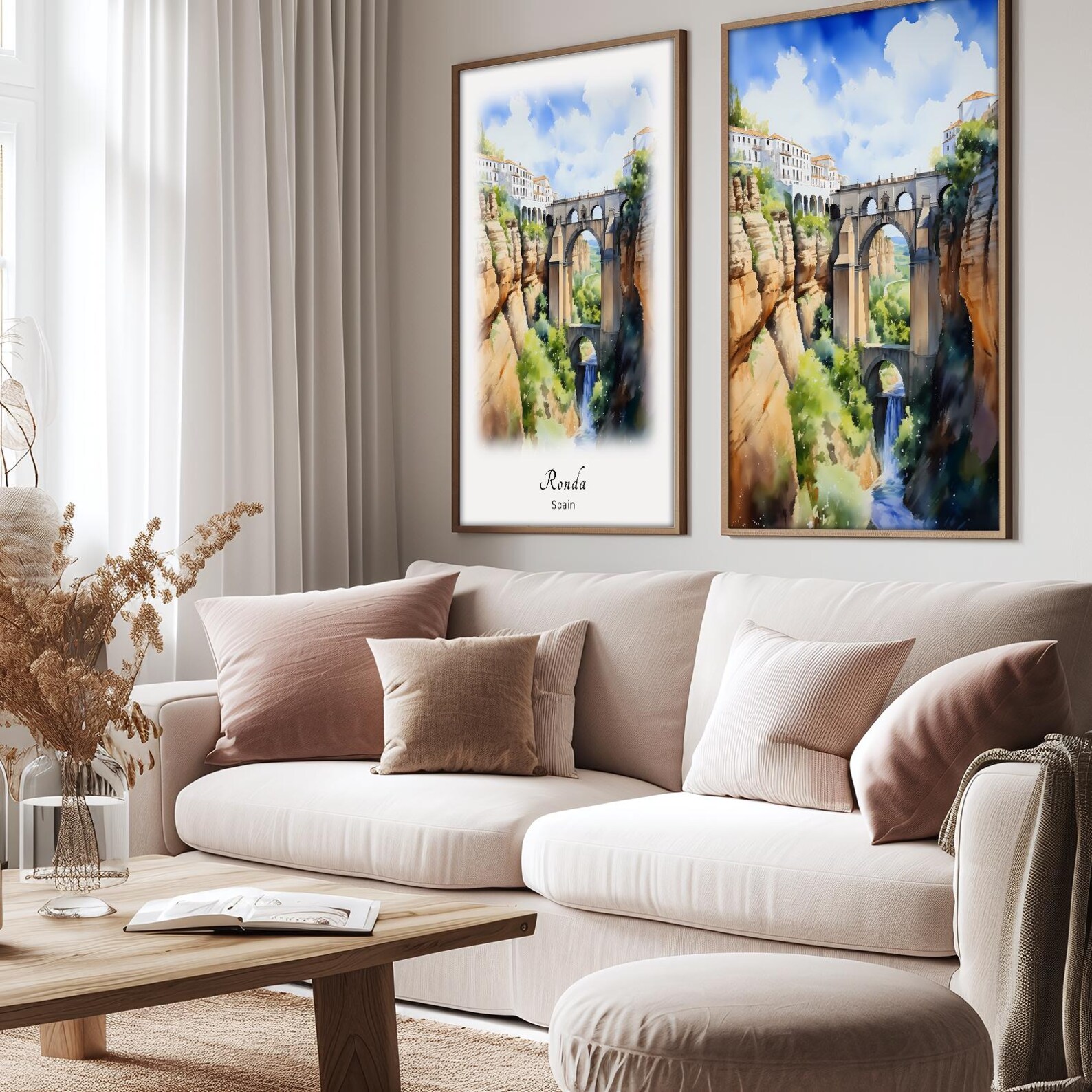 Ronda Watercolor Poster Travel Art Print Spain Landscape Art Decor ...