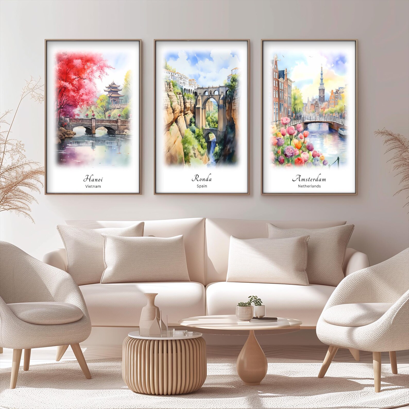 Ronda Watercolor Poster Travel Art Print Spain Landscape Art Decor ...