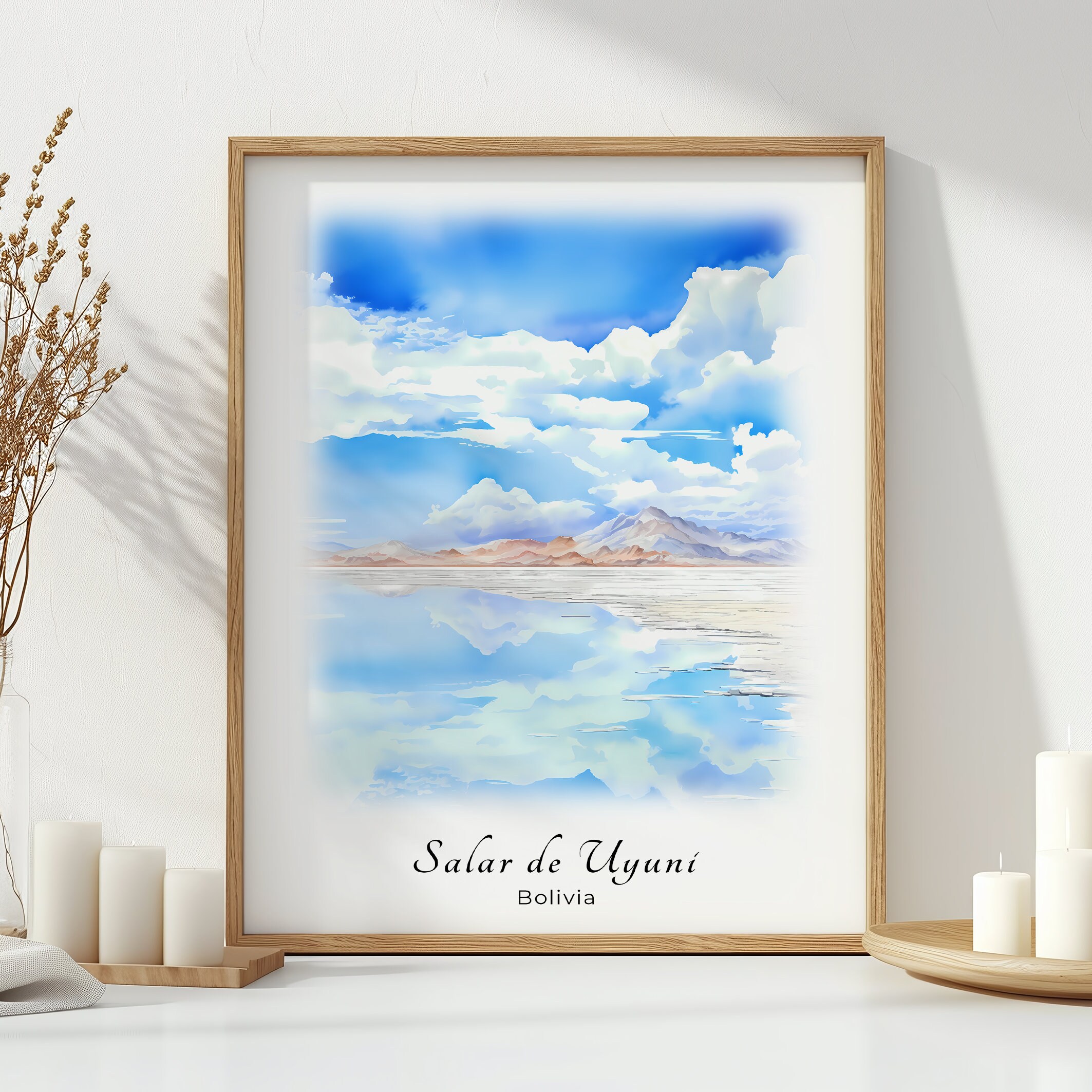 Salar De Uyuni Watercolor Poster Travel Art Print Bolivia Landscape Art ...
