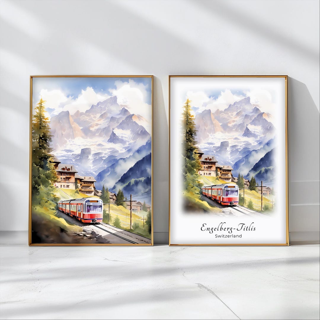 Engelberg-titlis Watercolor Poster Travel Art Print Switzerland ...