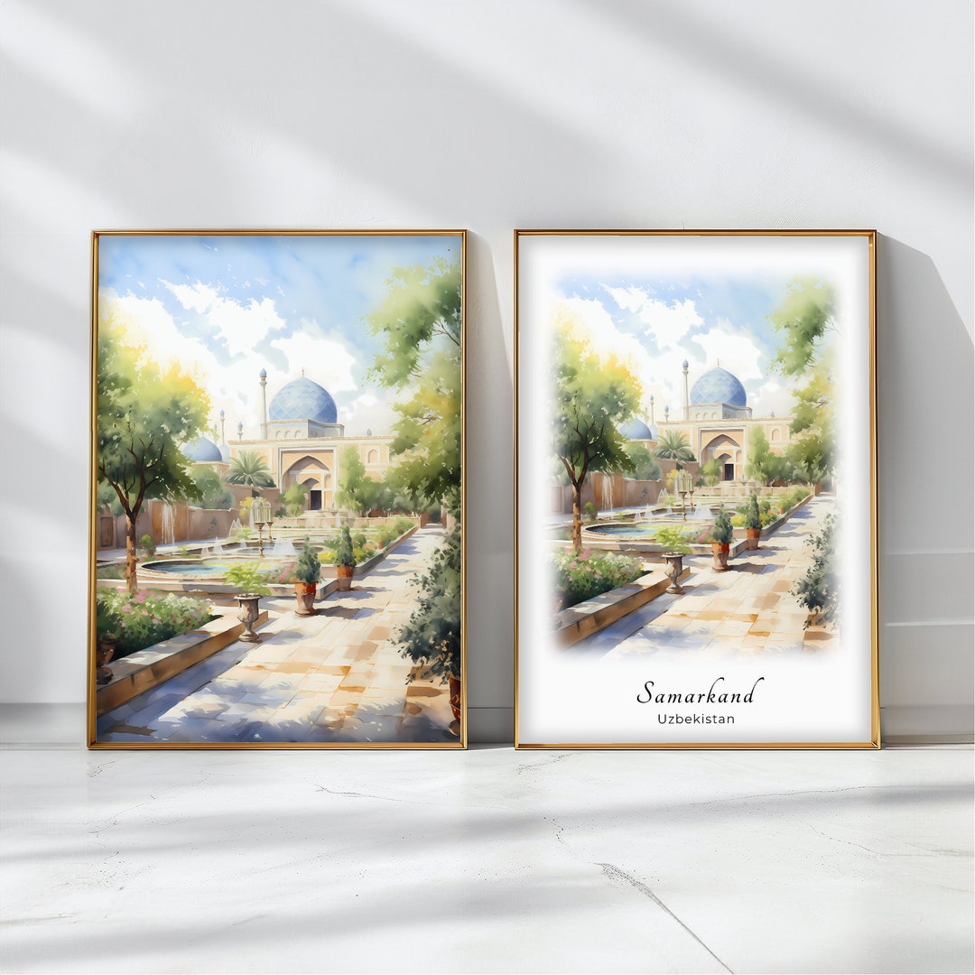 Samarkand Watercolor Poster Travel Art Print Uzbekistan Landscape Art ...
