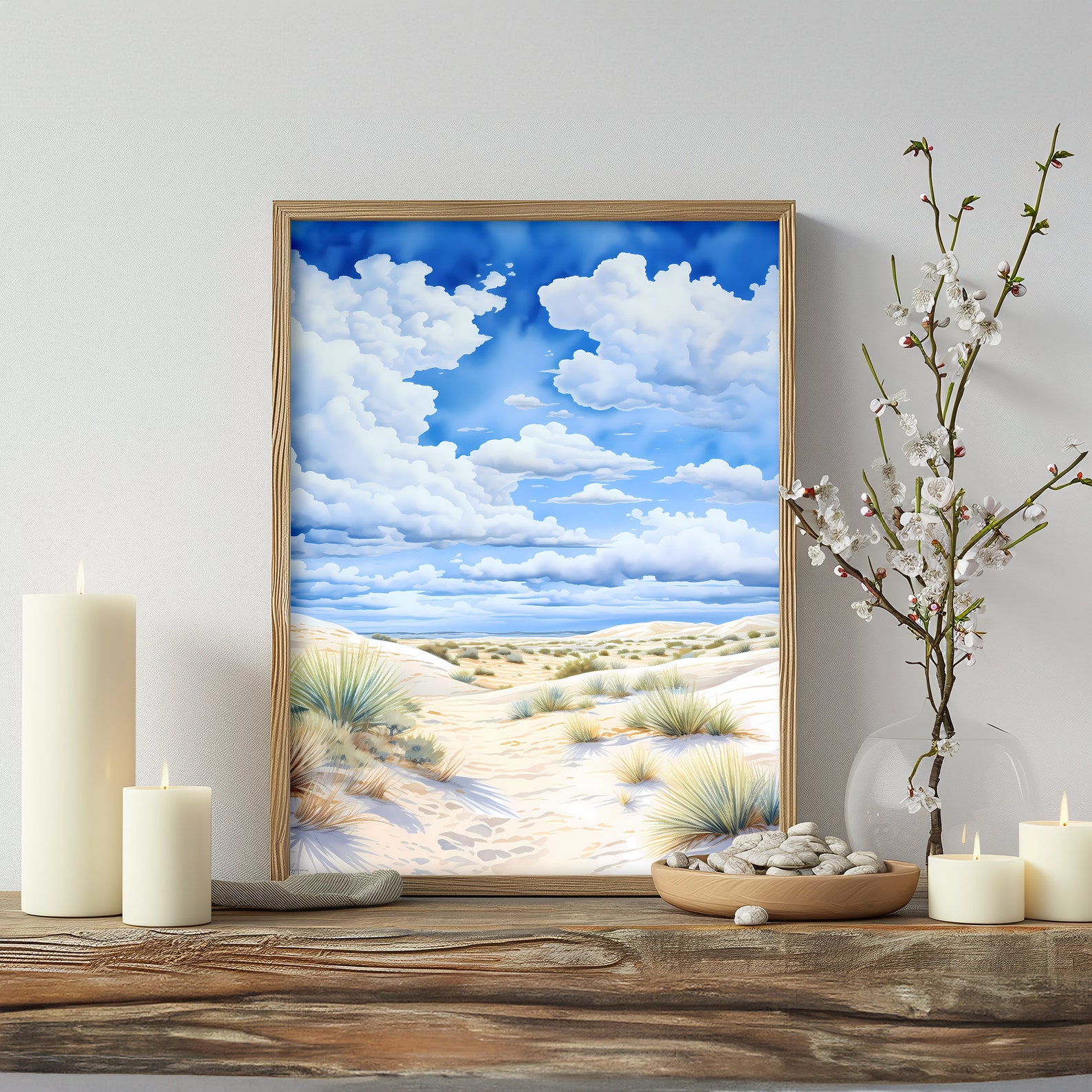 White Sands Watercolor Poster Travel Art Print USA Landscape Art Decor ...