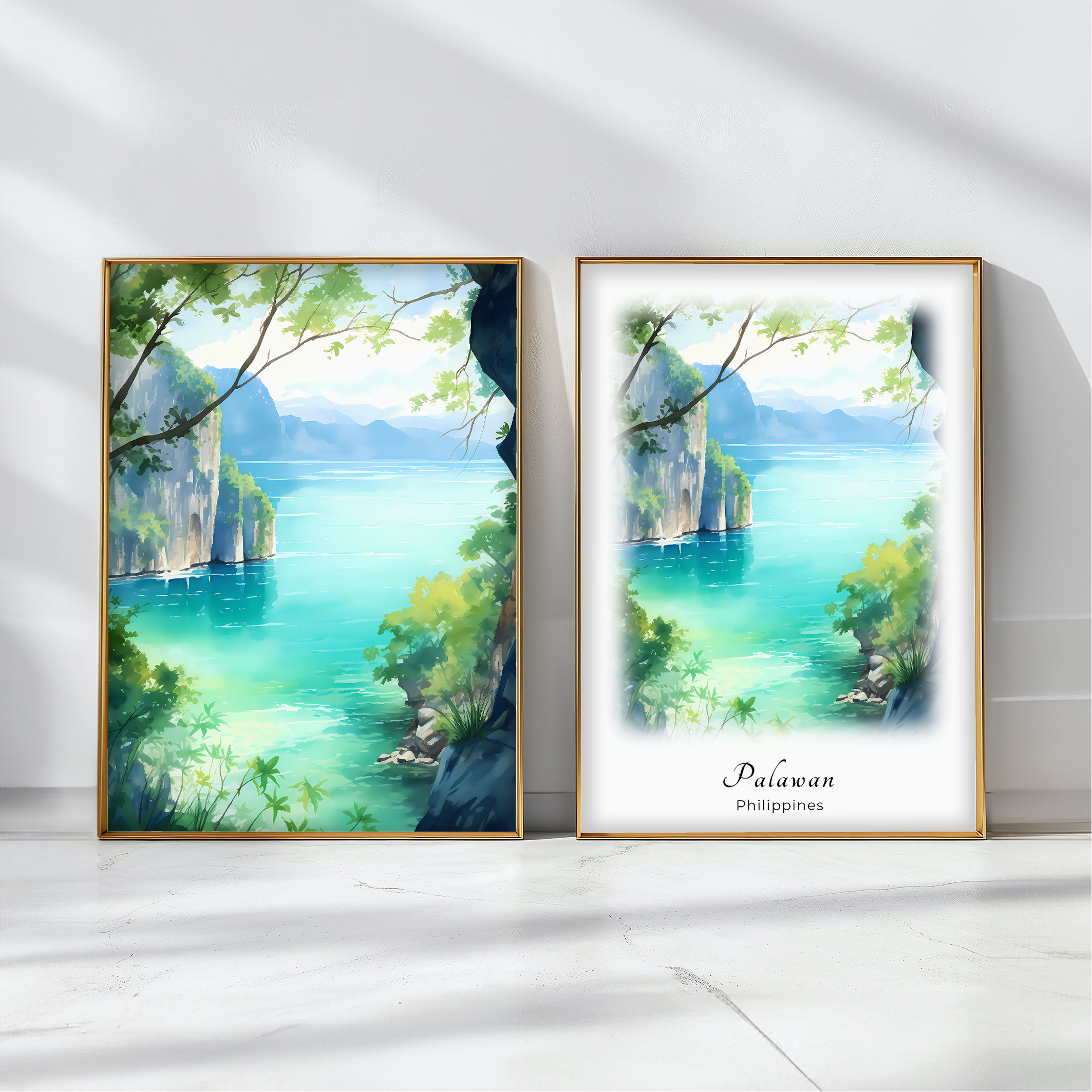 Palawan Watercolor Poster Travel Art Print Philippines Landscape Art ...