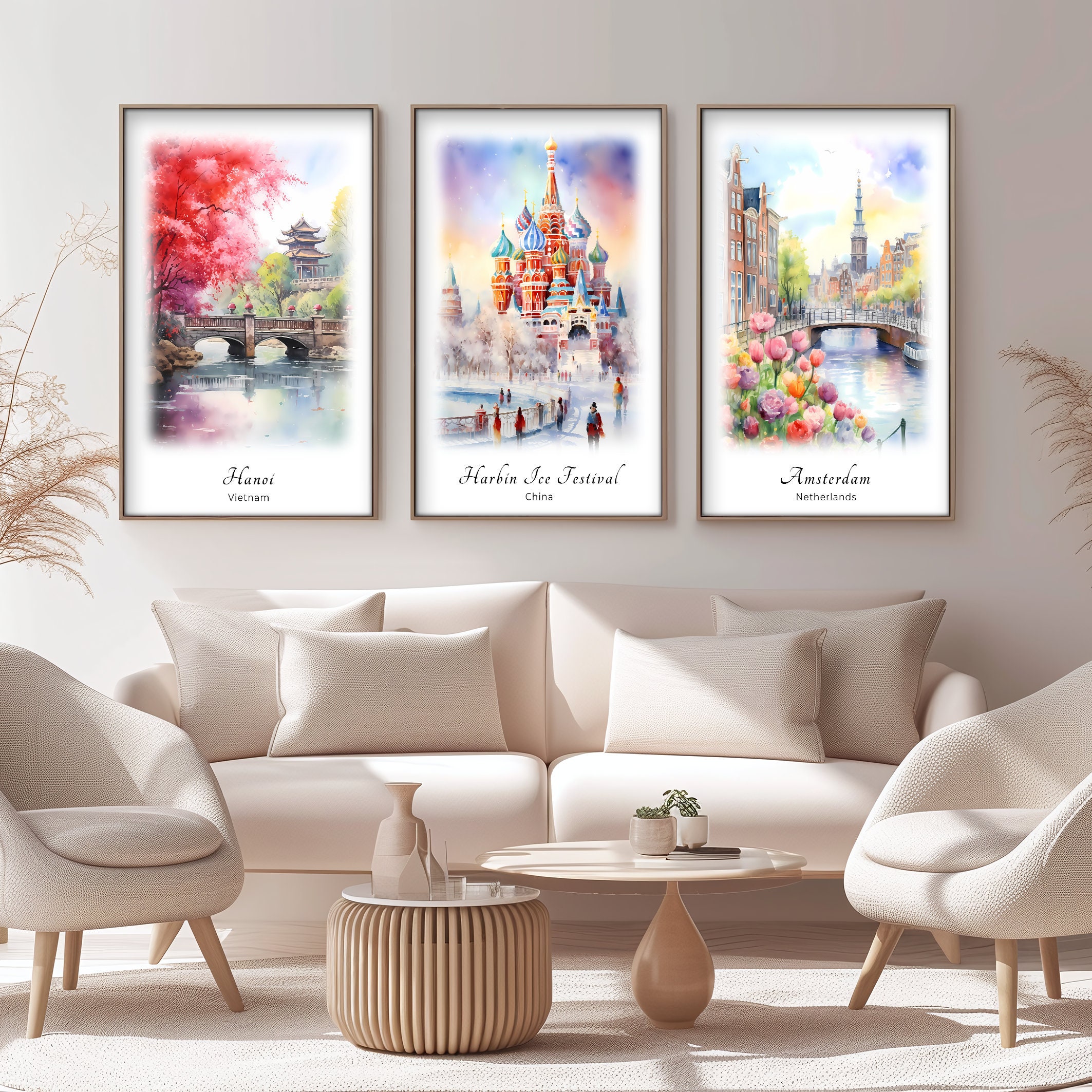 Harbin Ice Festival Watercolor Poster Travel Art Print China Landscape ...