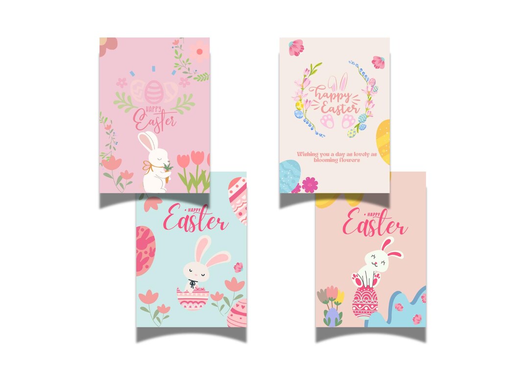 Printable Easter Cards – Set of 4 Spring Greeting Cards – Blooming ...