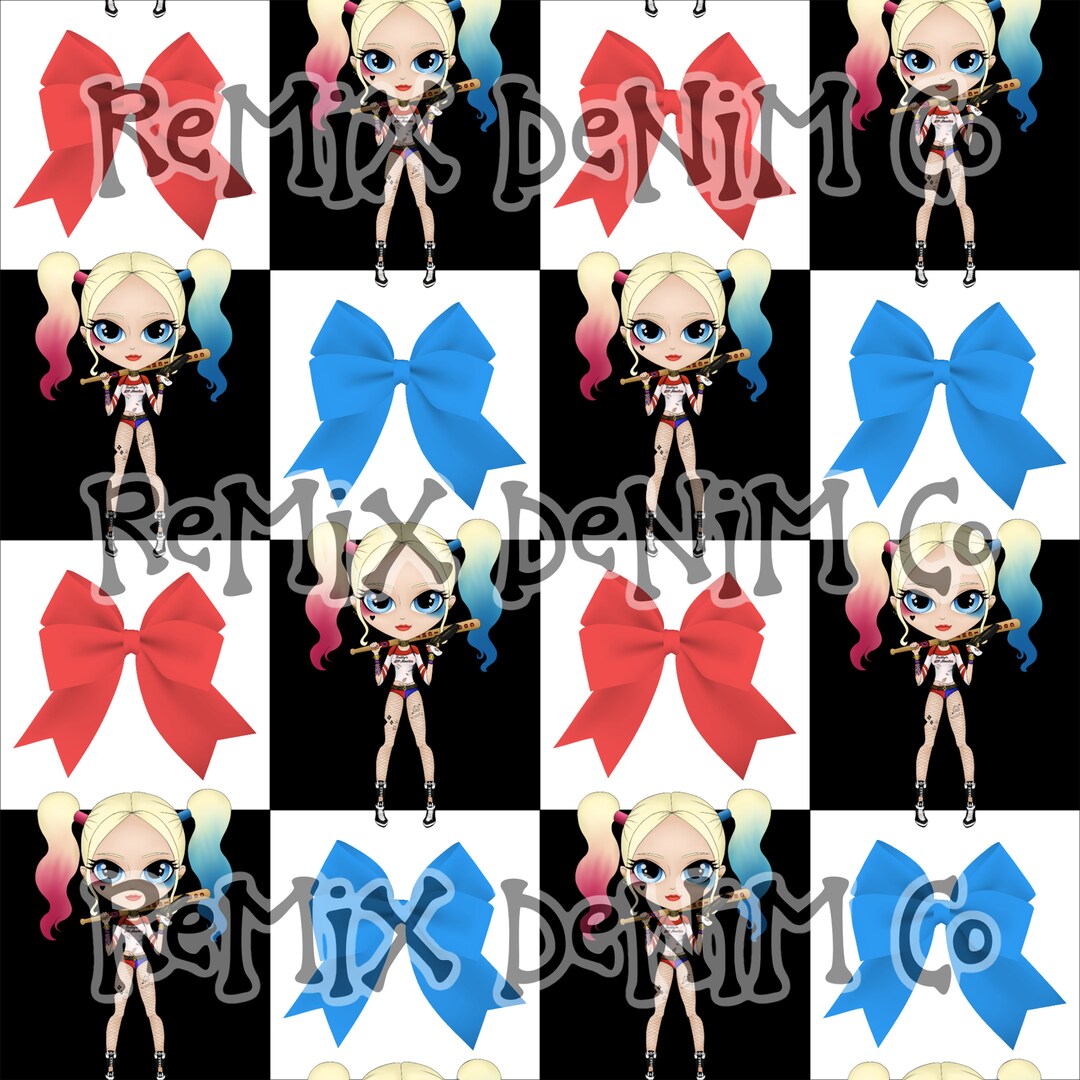 Harley Quinn, Daddy's Little Monster Coquette Bows Girl Crazy Checker ...