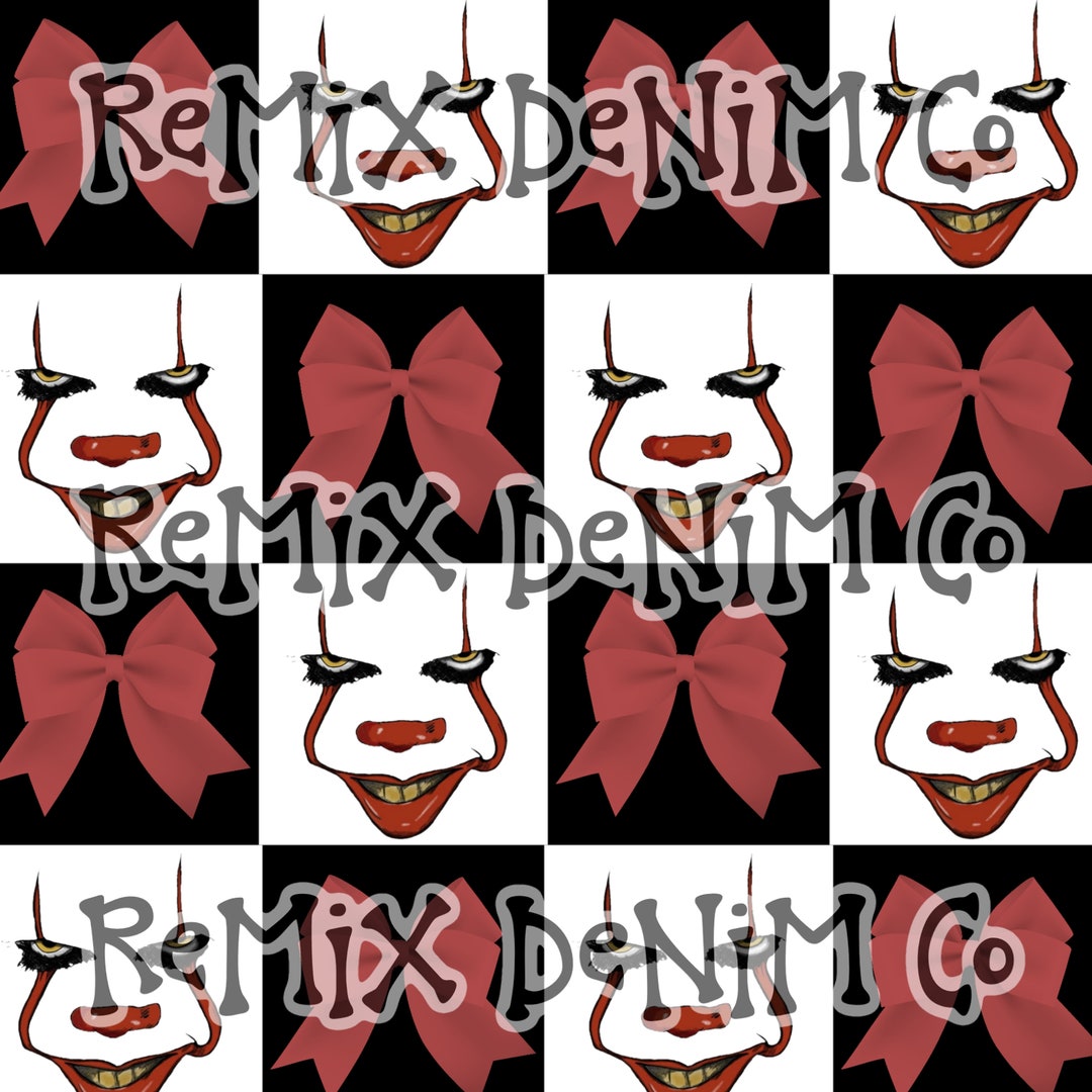 Pennywise Clown Halloween Scary Spooky Coquette Bows Girly Checker ...