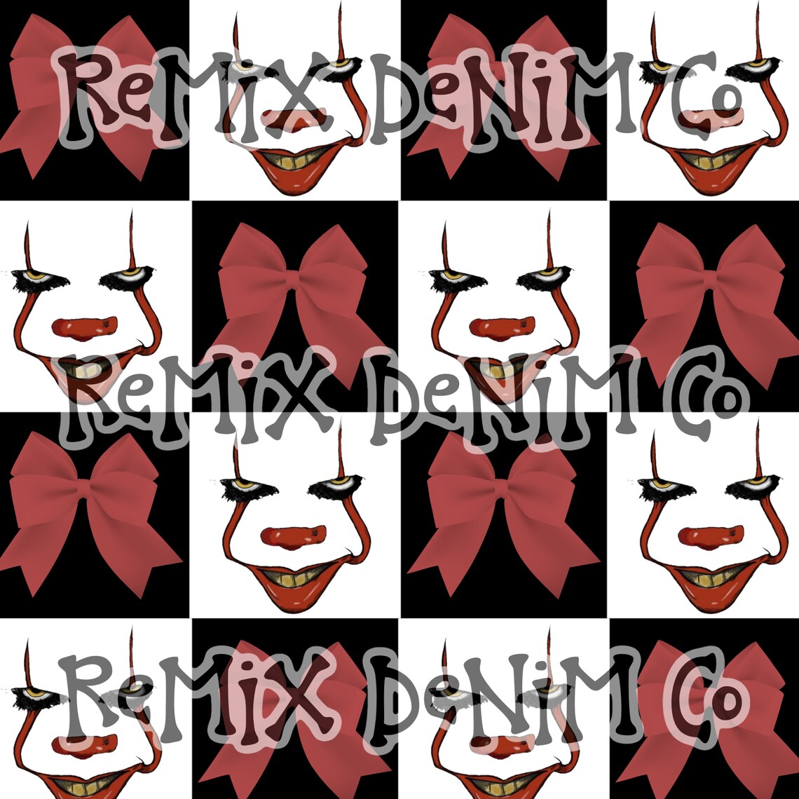 Pennywise Clown Halloween Scary Spooky Coquette Bows Girly Checker ...