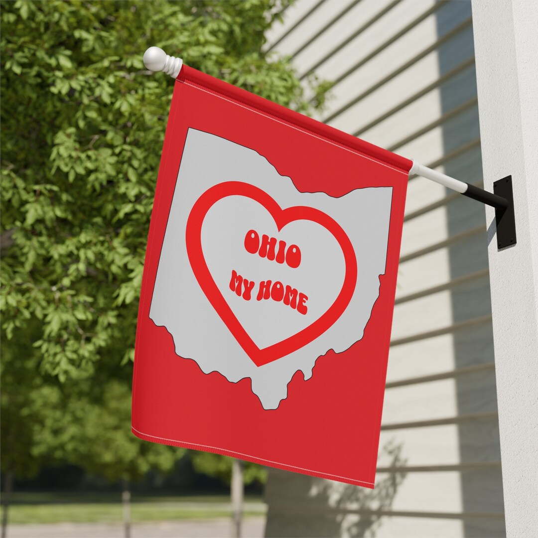 Ohio State Map Banner Flag Heart Ohio Home Decor, Gift for Ohioan ...