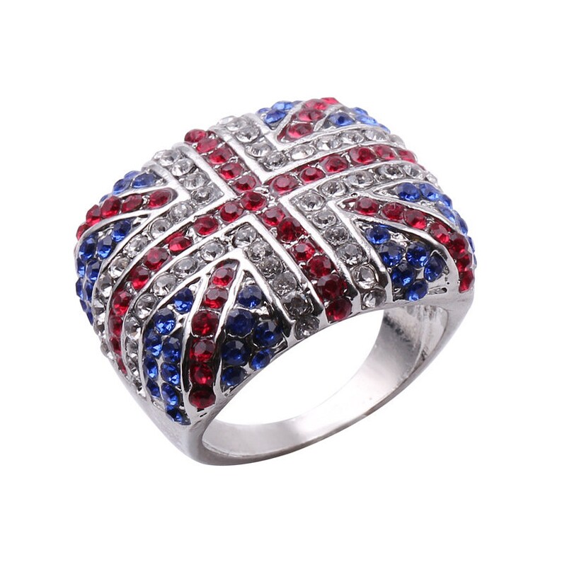 Confederate Flag Ring Stainless Steel Cubic Zirconia Patriotic Ring ...