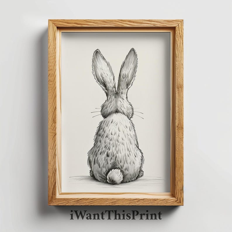 Bunny Art Print - Bunny Ink Sketch Print Minimalist Bunny Rabbit Art ...