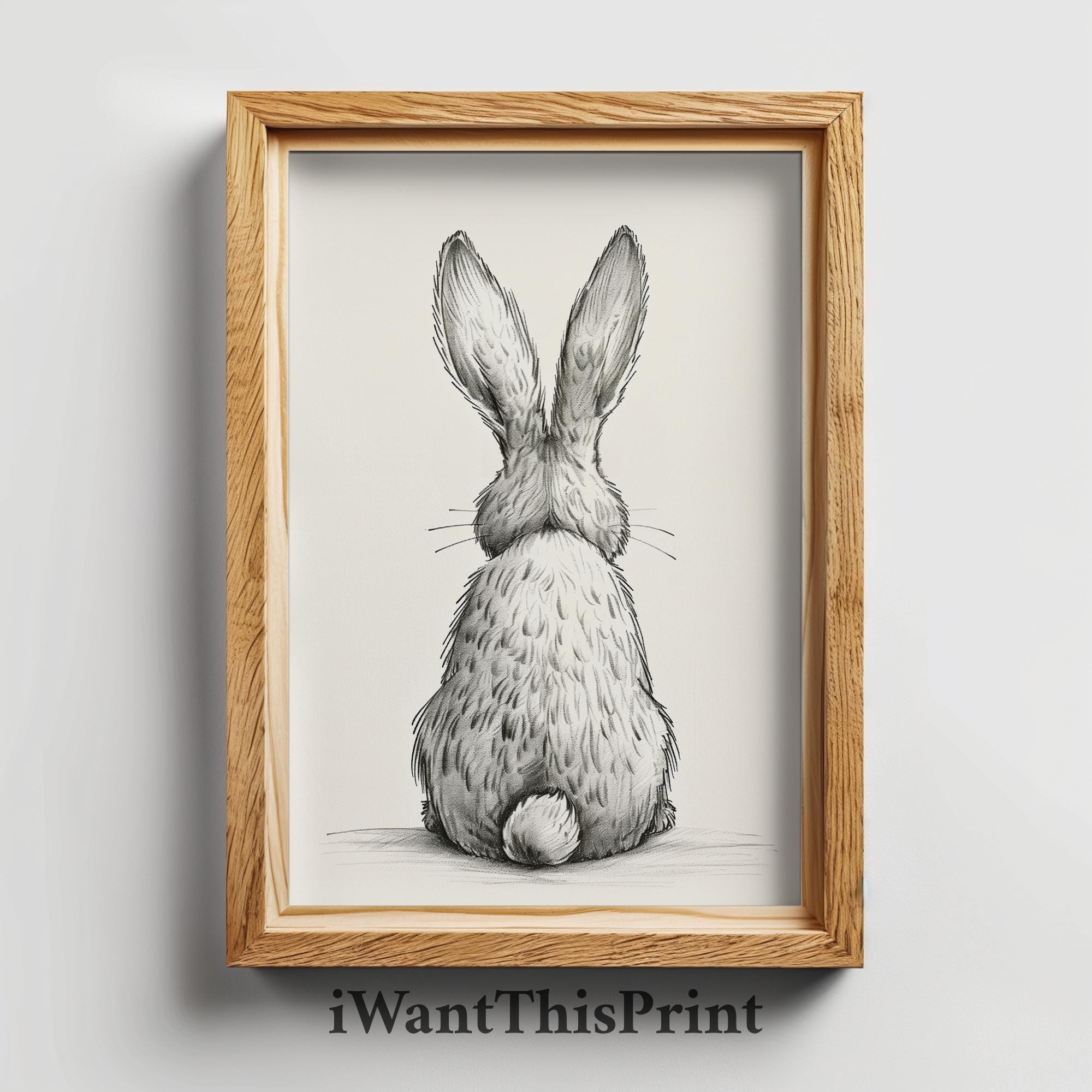 Bunny Art Print - Bunny Ink Sketch Print Minimalist Bunny Rabbit Art ...