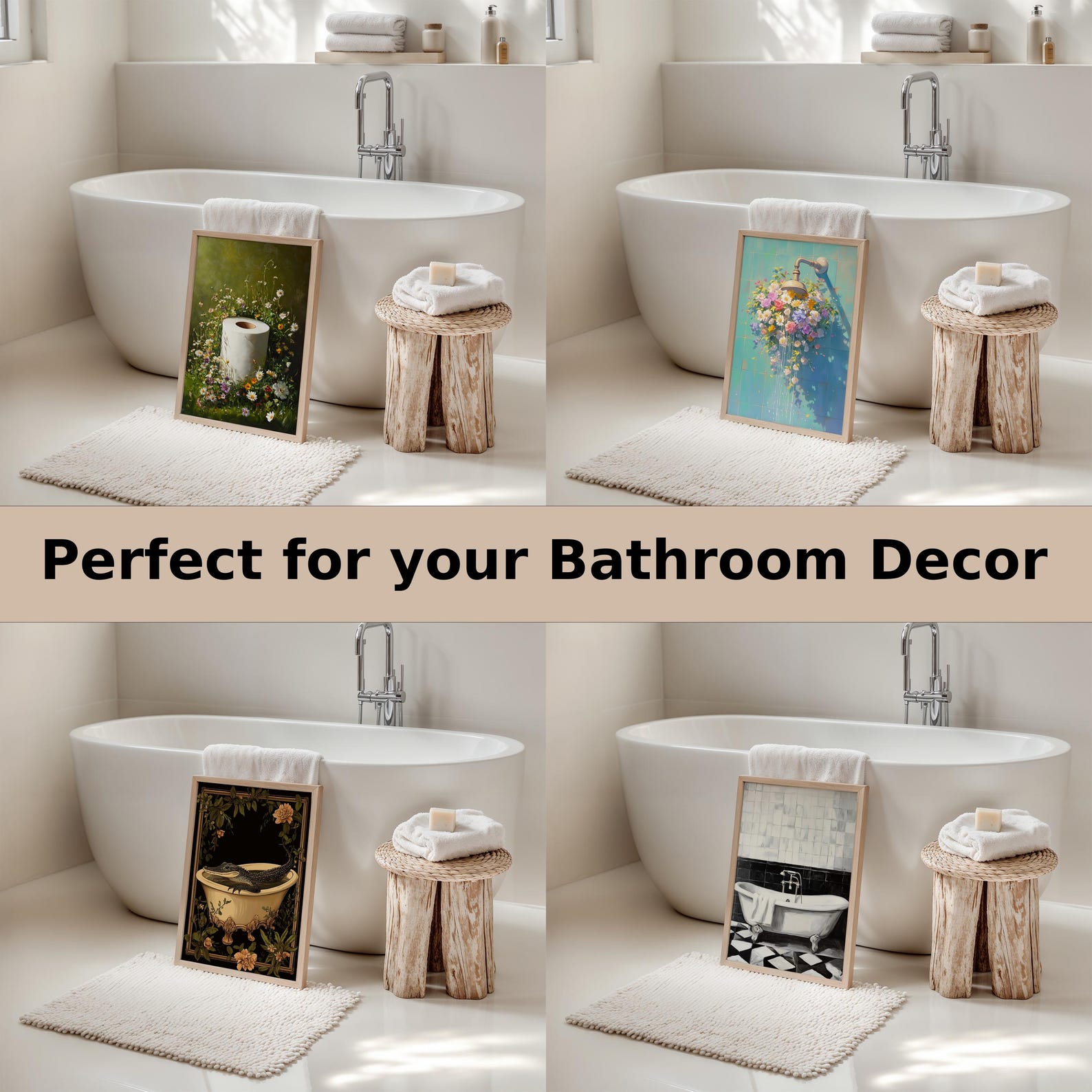 Bathroom Wall Art Set of 20 Prints, Bathroom Decor, WC Shower Decor ...