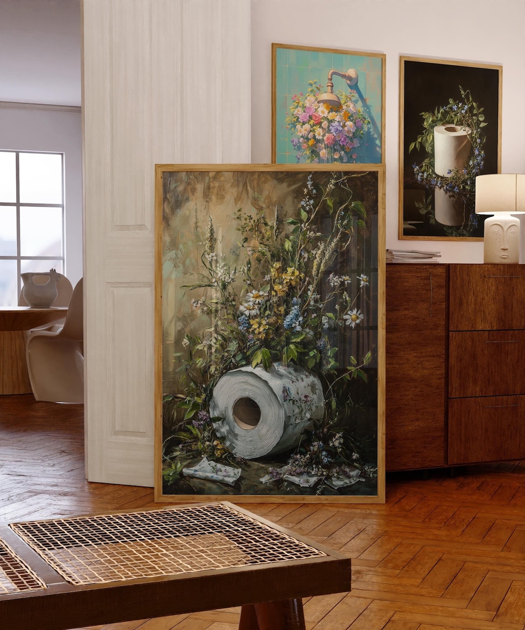 Bathroom Toilet Paper Print, Floral Bathroom Printable Wall Art Vintage ...