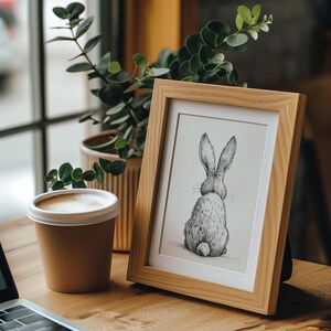 Bunny Art Print - Bunny Ink Sketch Print Minimalist Bunny Rabbit Art ...
