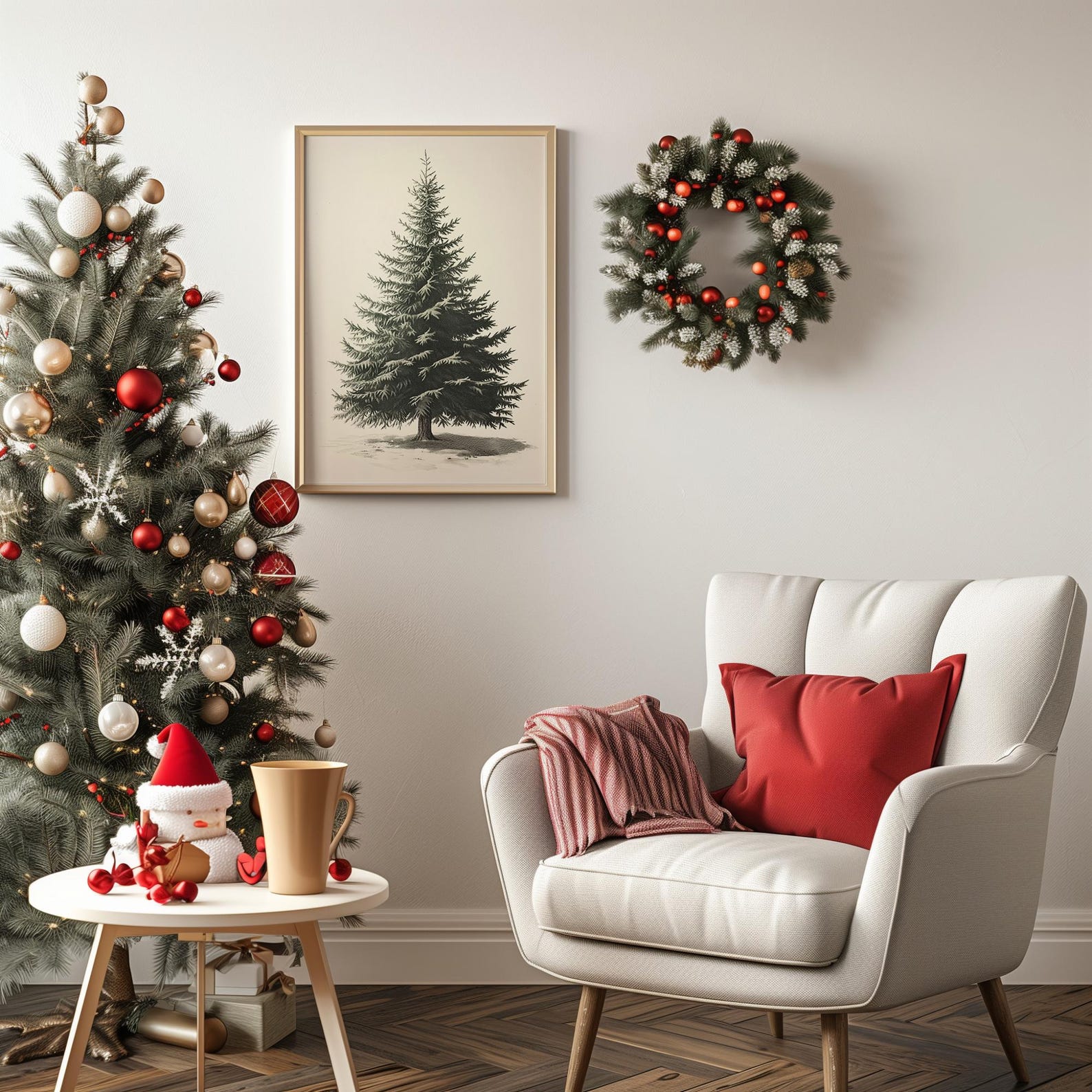 Vintage Fir Print Printable Christmas Tree Fir Botanical Sketch Vintage ...