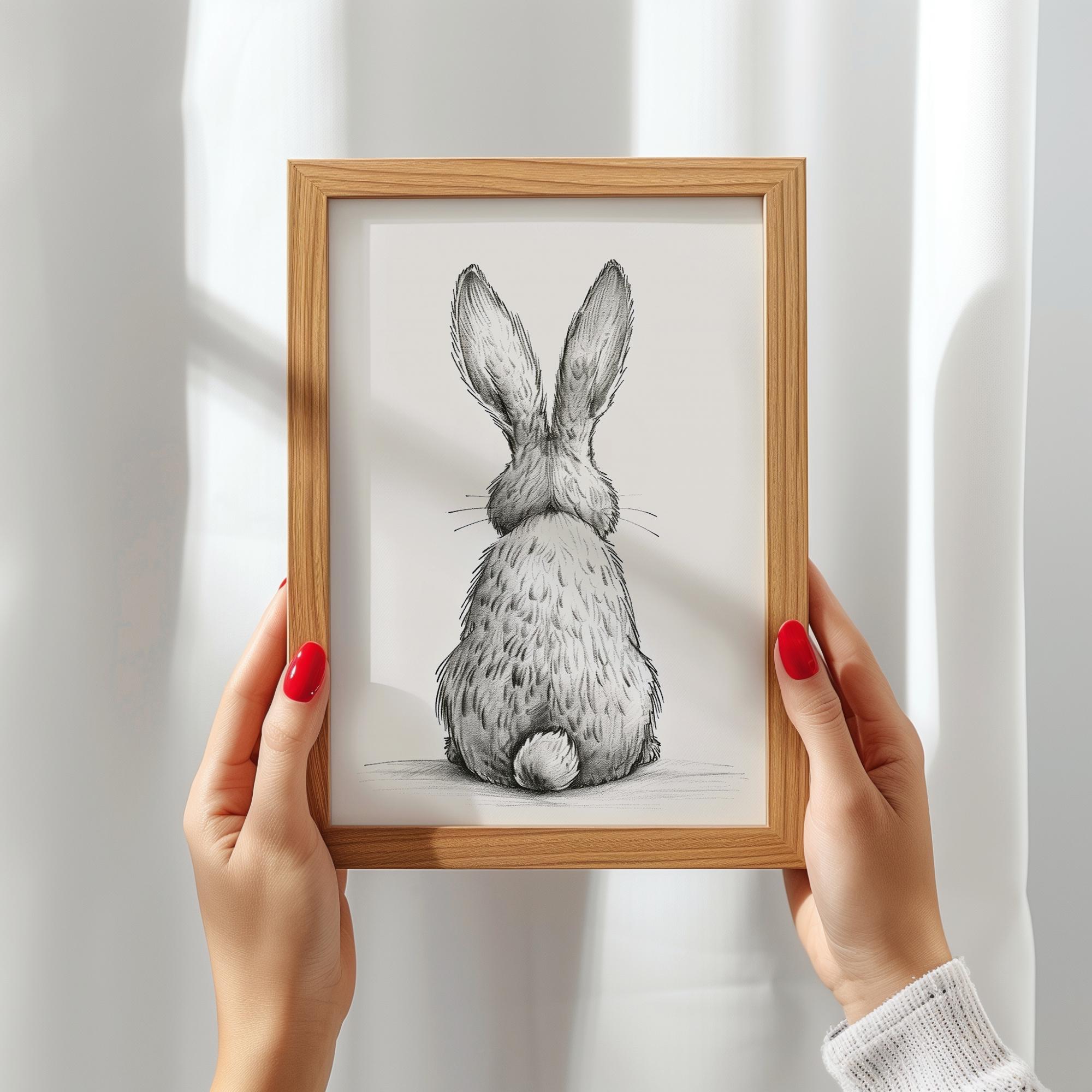 Bunny Art Print Bunny Ink Sketch Print Minimalist Bunny Rabbit Art ...