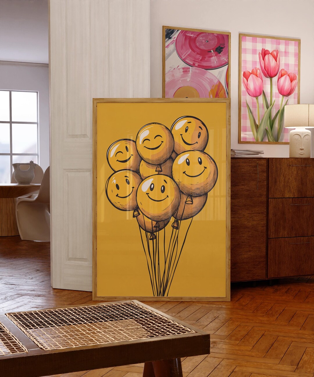 Smiley Balloon Art Print: Retro Kids Room Decor (digital Download) - Etsy