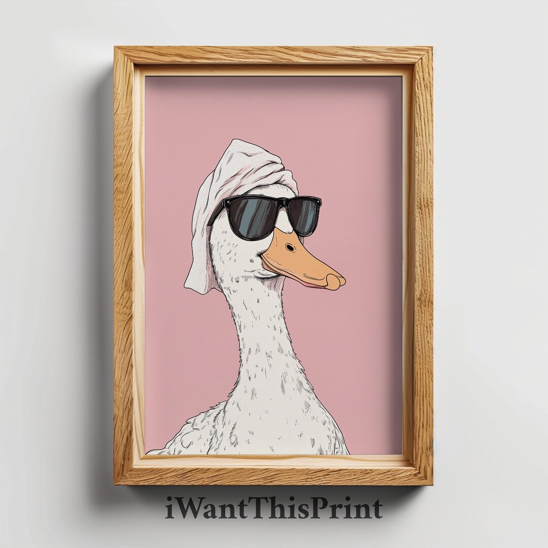 Head Towel on Duck Print Cute Trendy Girly Aesthetic Bathroom Art ...