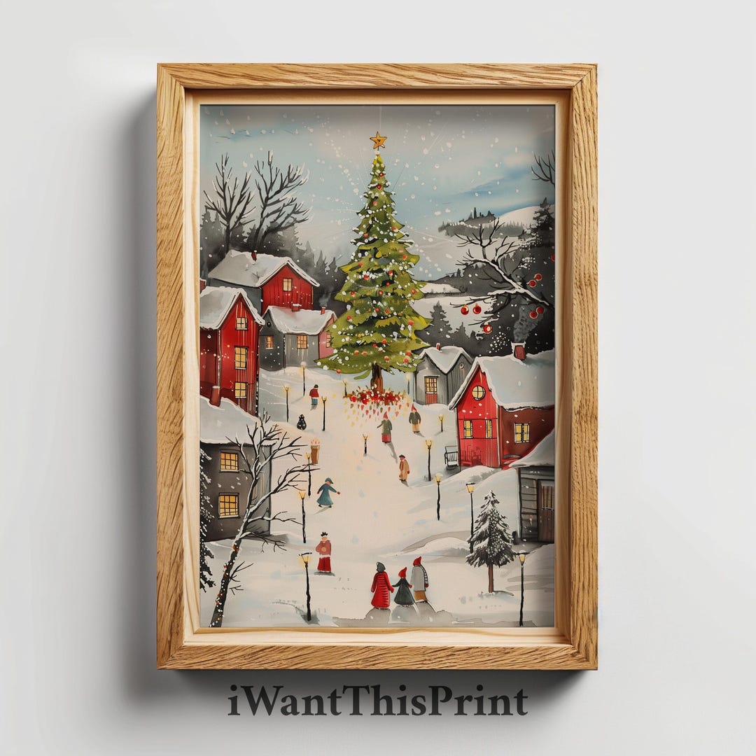 Winter Print Watercolor Christmas Poster Painting Printable Wall Art ...