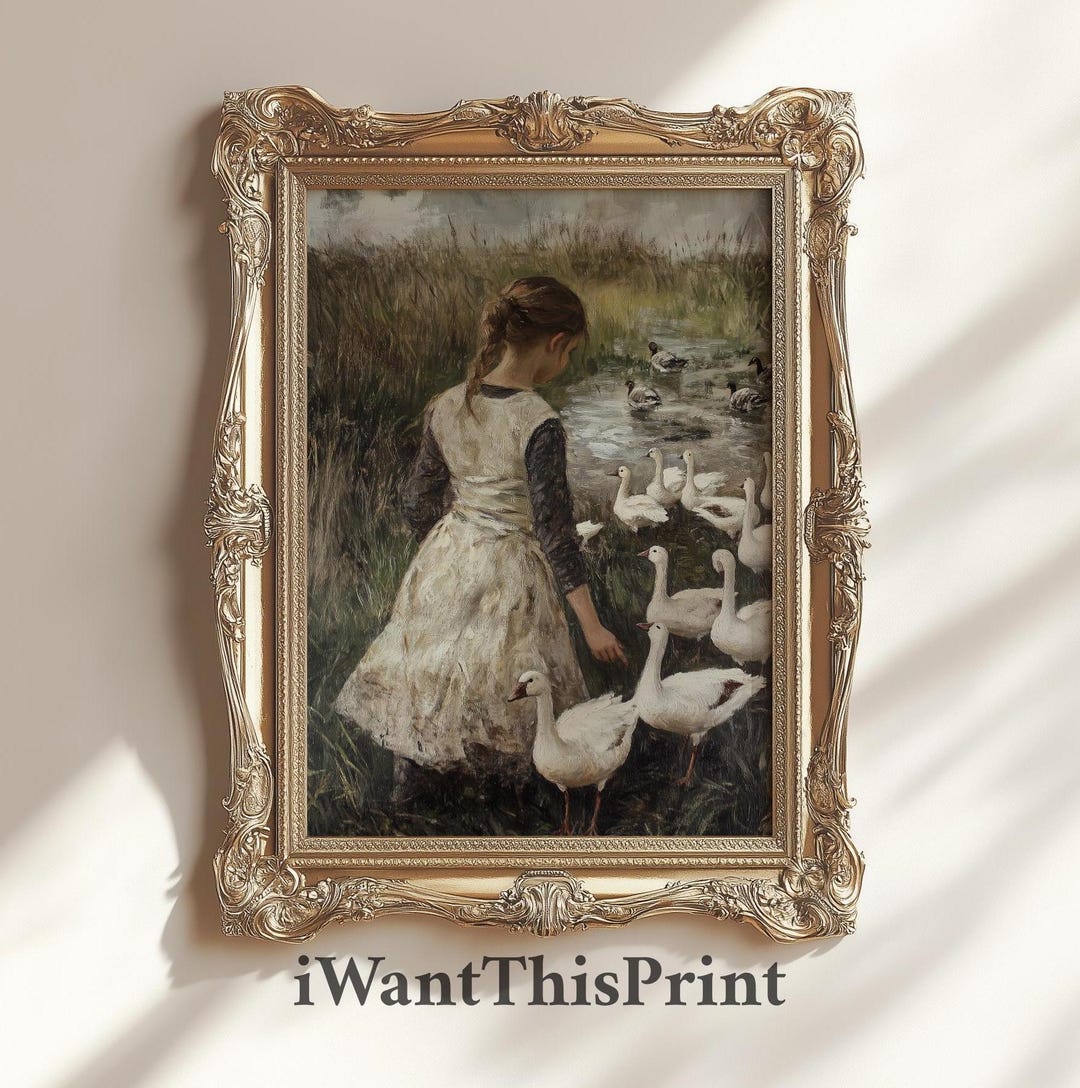 Goose Girl Cottagecore PRINTABLE Wall Art, Rustic Farmhouse Home Decor ...