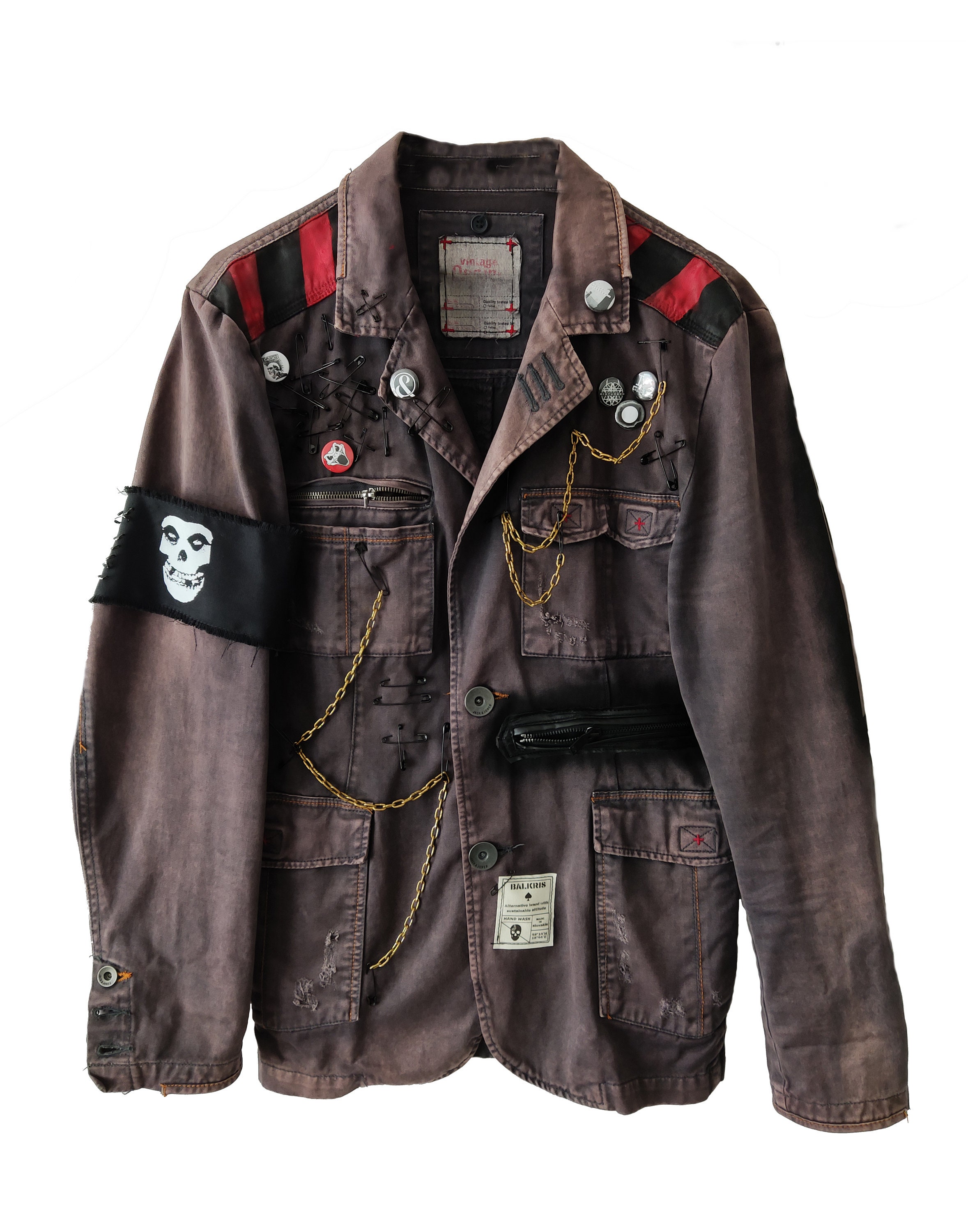 Blazer Punk Rock Jacket Upcycled Handmade Vintage - Etsy