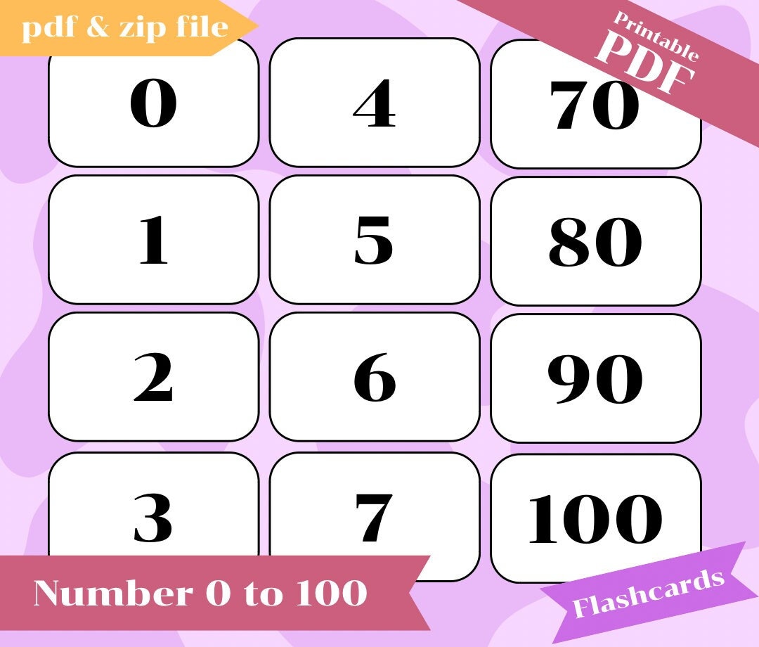 0-100number Flashcards, Number Flashcards, Flashcards for Kids, Digital ...