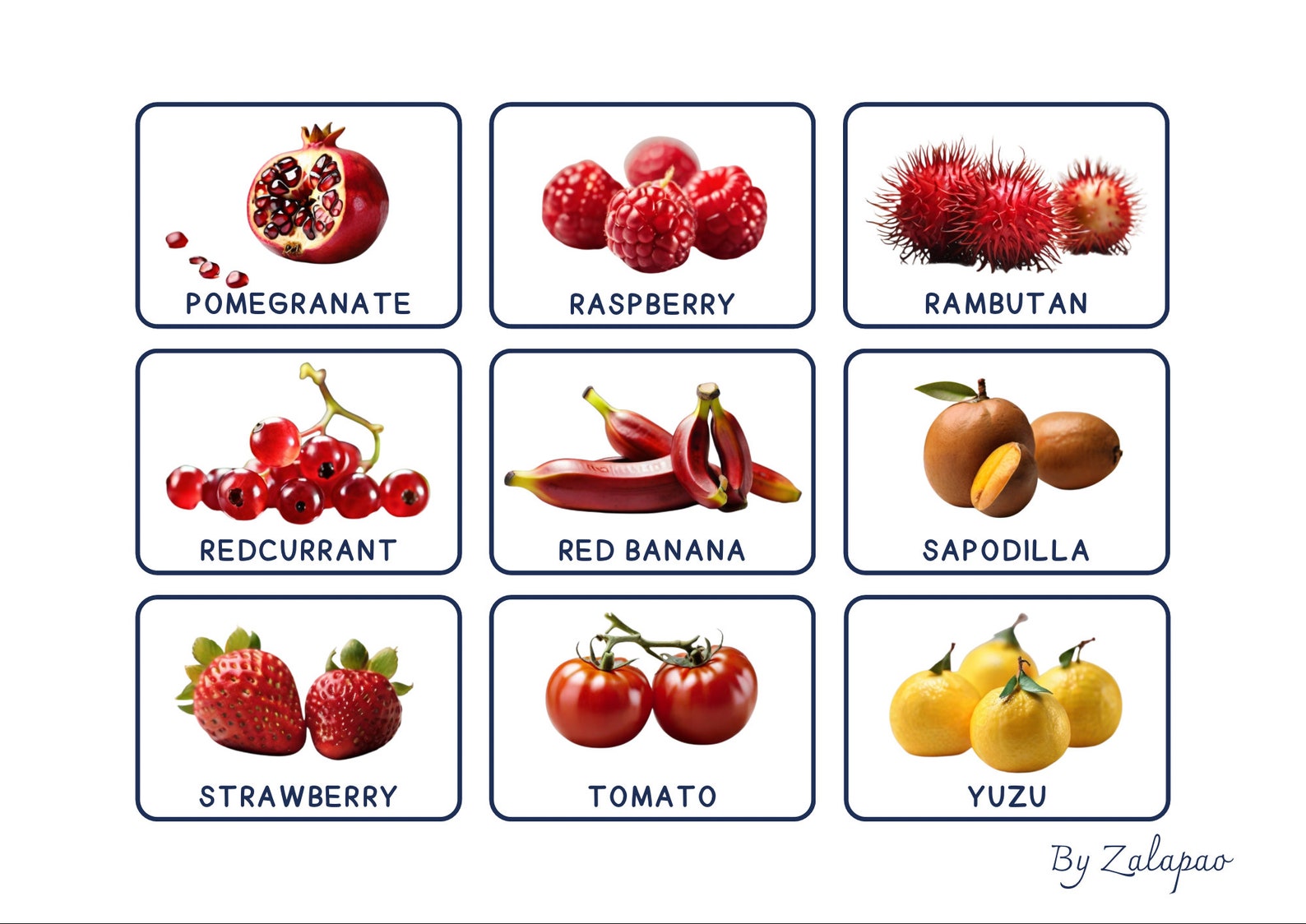 45 Fruits Cards for Kids, Fruit Cards, Fruit Lashcards, Flashcard ...