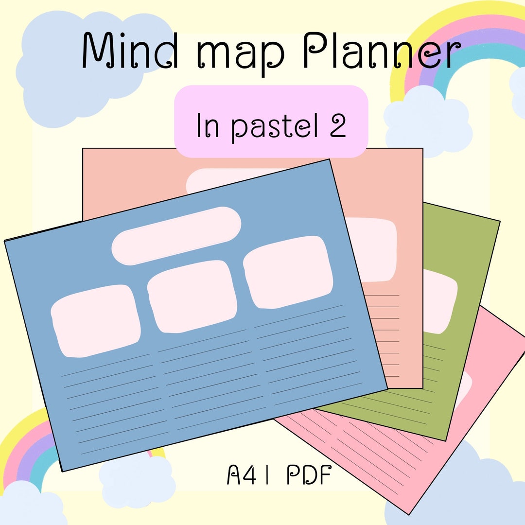 Mind Map Planner in Pastel 2, Printable Mind Map Planner, 4 Colors ...