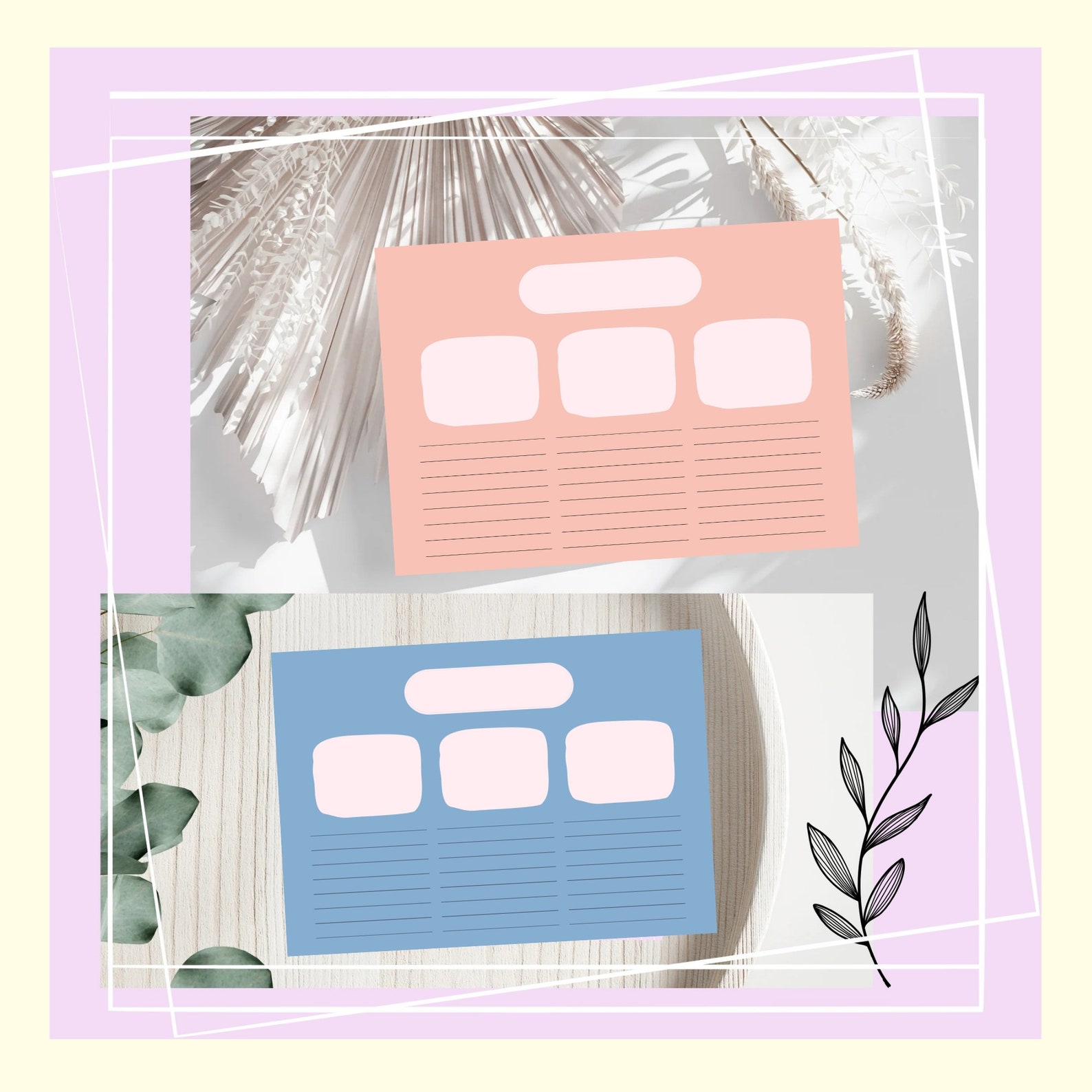 Mind Map Planner in Pastel 2, Printable Mind Map Planner, 4 Colors ...