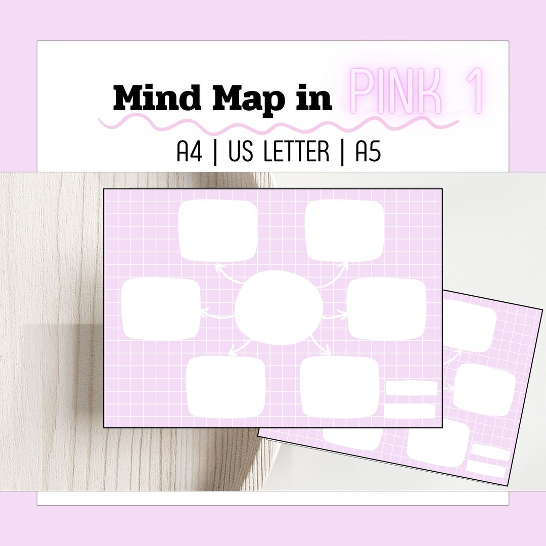 Mind Map Planner in Pink 1, Printable Mind Map Planner, 3 Sizes ...