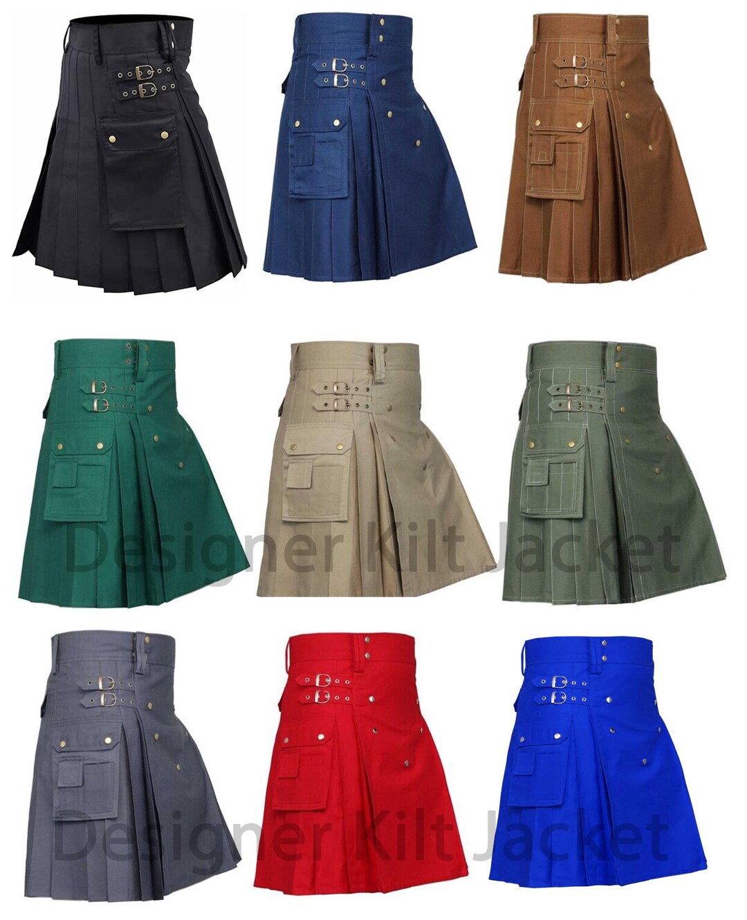 Scottish Traditional Cotton Utility Kilts for Men | Two Cargo Pockets ...