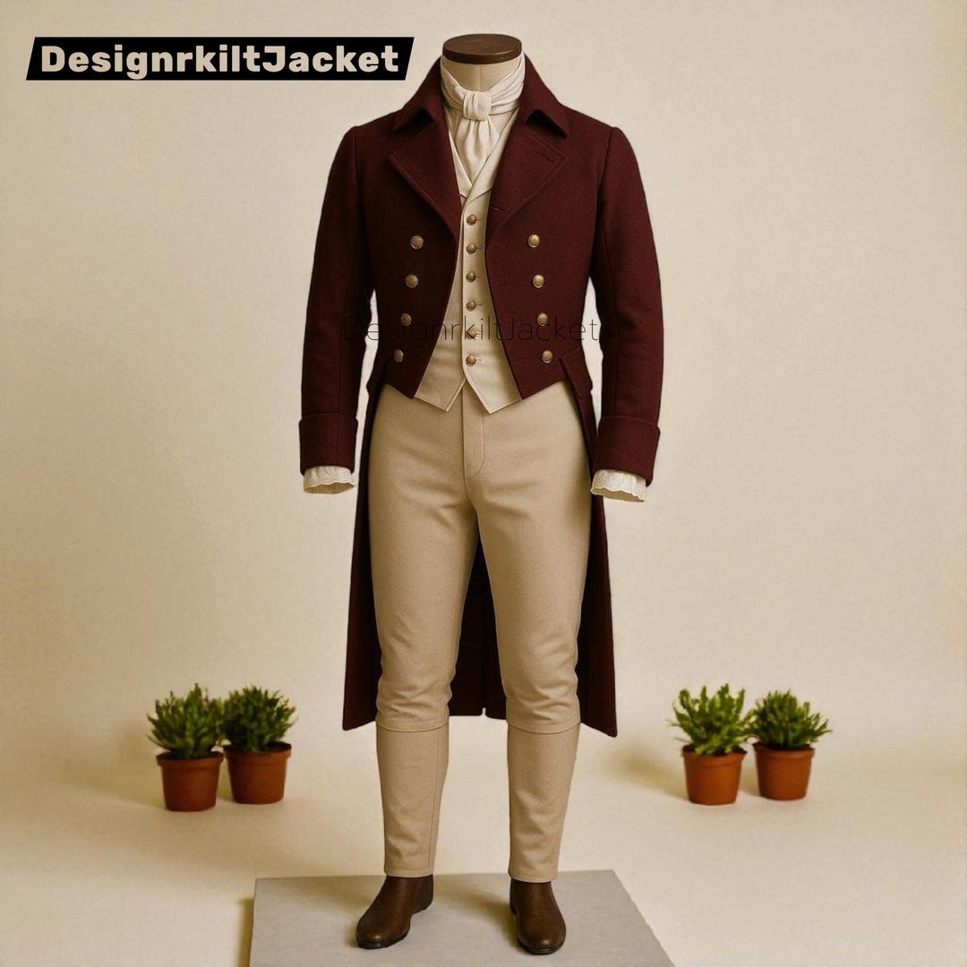 Burgundy Wool Regency Tailcoat | Mr. Darcy Style, Historical Costume - Etsy