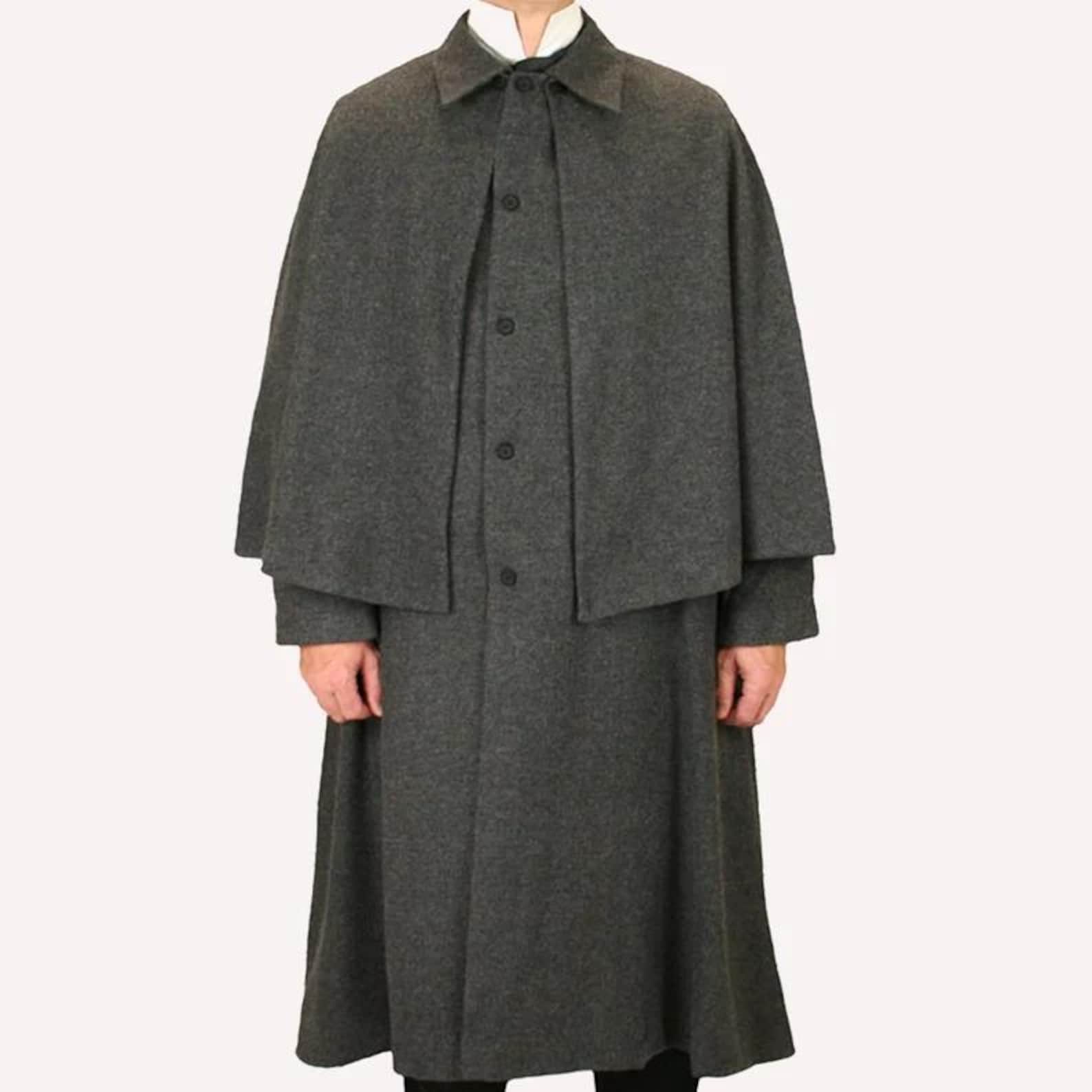 Men's Wool Ulster Cape: Victorian Steampunk Cosplay Cloak - Etsy