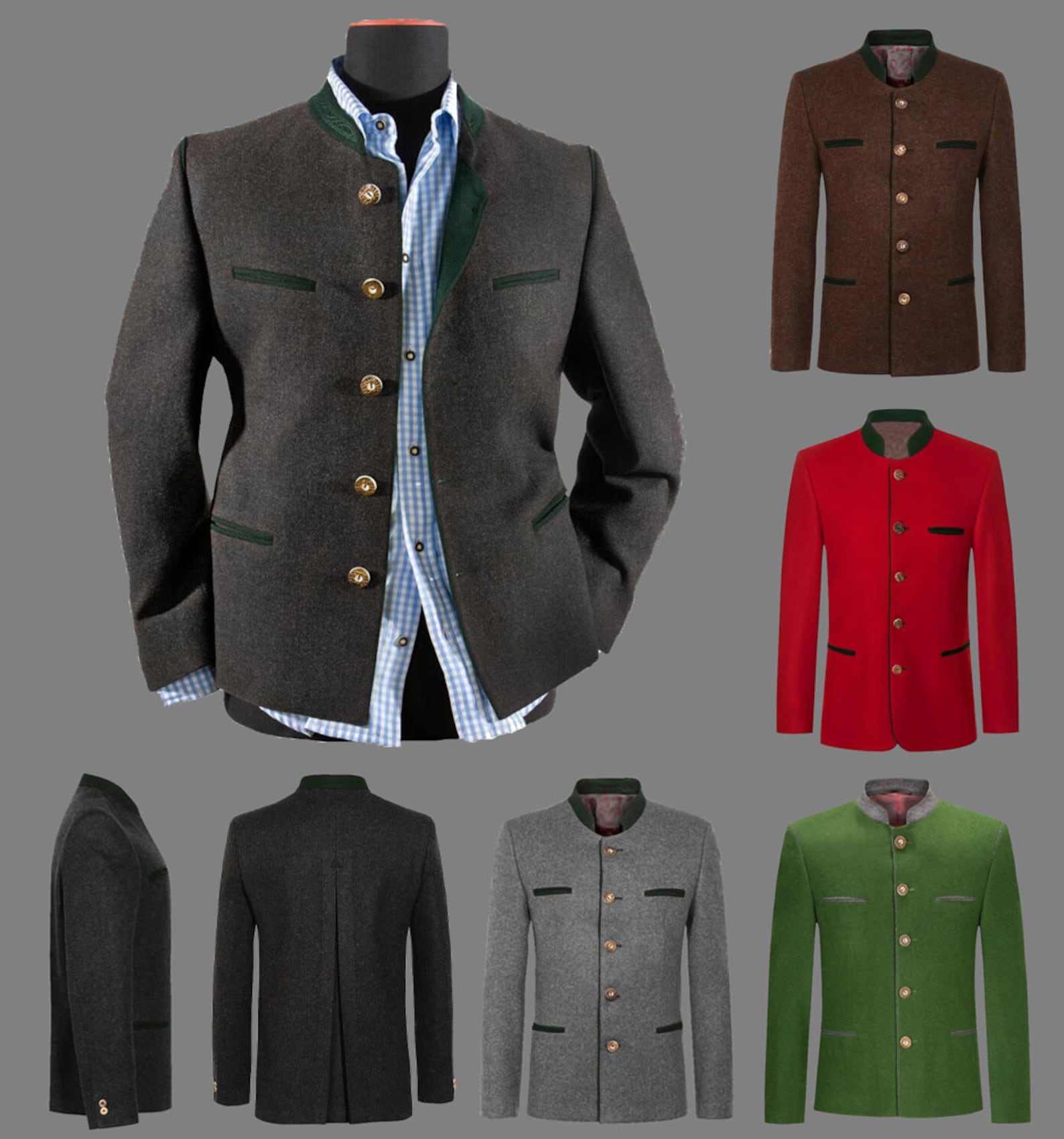 Men's Wool Bavarian Jacket: Traditional German Trachten Oktoberfest ...