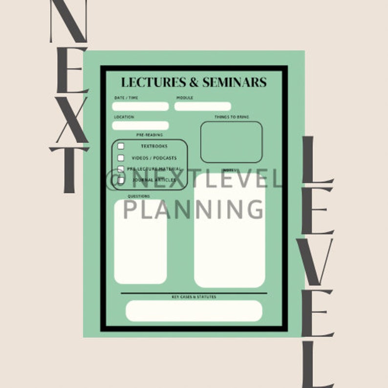Law School Lecture Planner PDF Template for UK Law Students Track ...