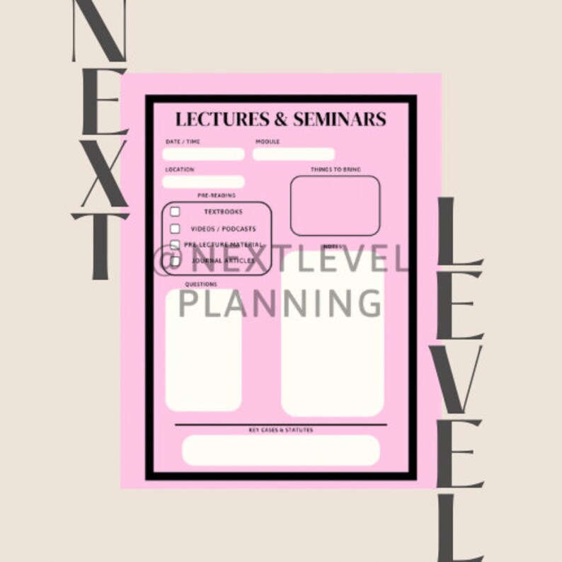 Law School Lecture Planner PDF Template for UK Law Students Track ...