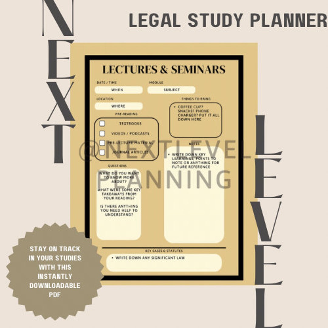 Law School Lecture Planner PDF Template for UK Law Students Track ...