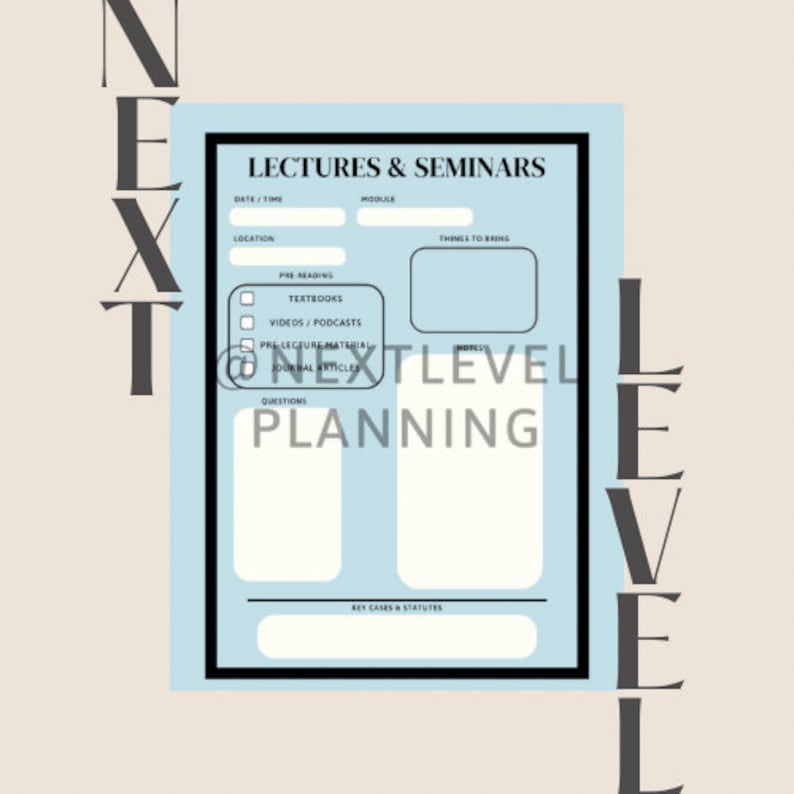 Law School Lecture Planner PDF Template for UK Law Students Track ...