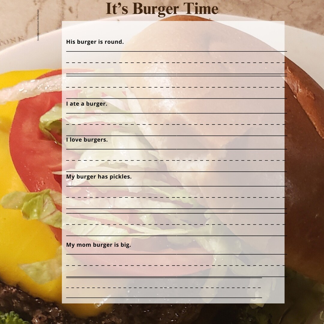 It's Burger Time Practice Sentences - Etsy