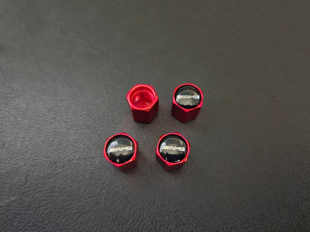 4pc Black Hex Mercedes AMG Emblem Car Wheels Tire Valve Caps Stem Dust ...