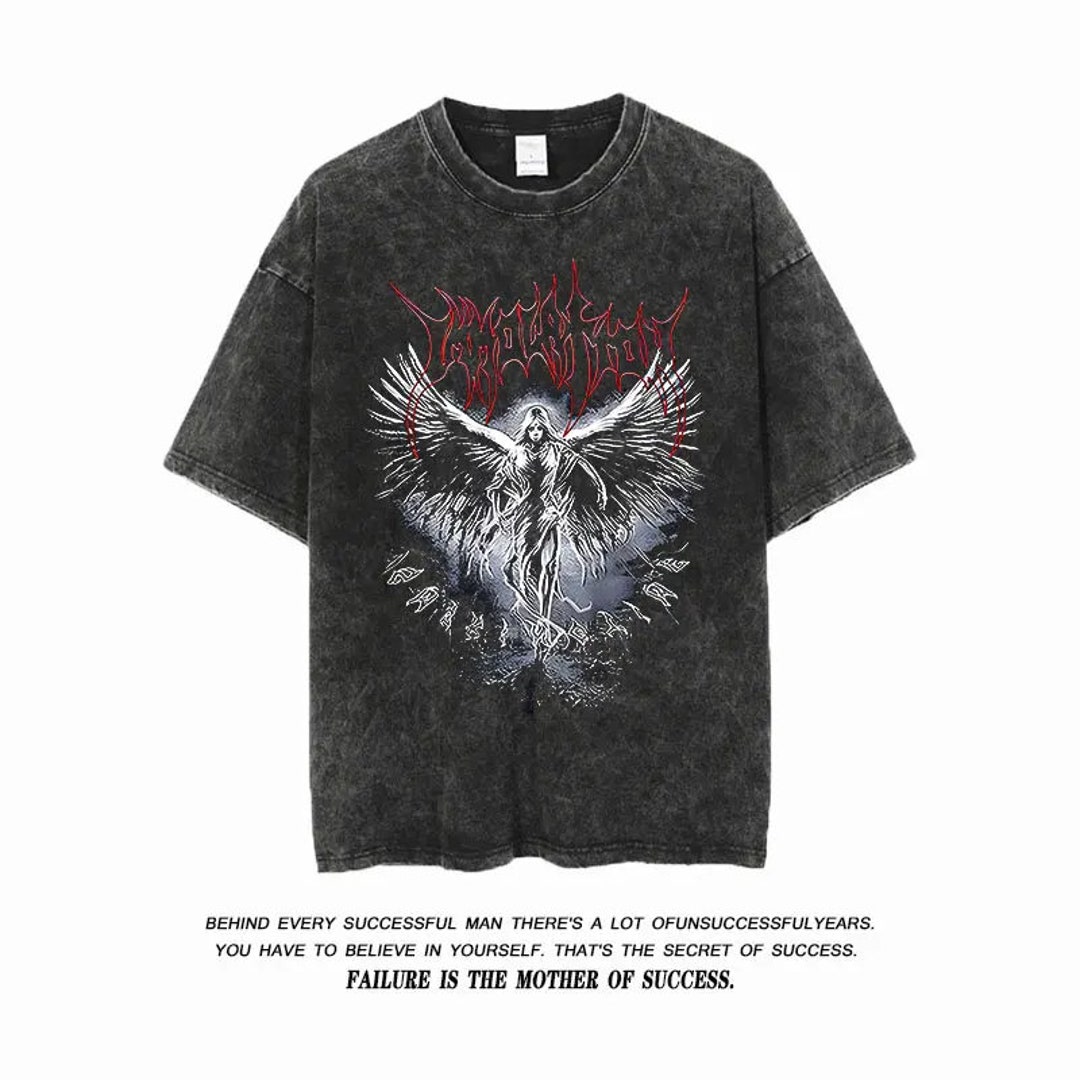 Y2k Gothic Punk Style Men T Shirt Clothes Angel Harajuku Oversized ...